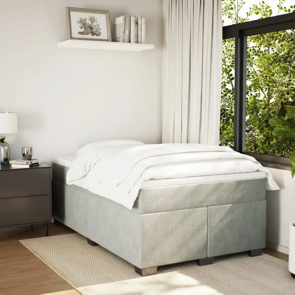 Box spring postel s matrací světle šedá 120 x 200 cm samet 3285275