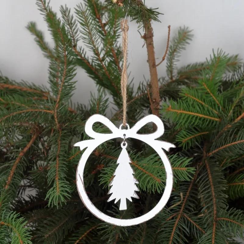 Vánoční dekorace kovová baňka se stromečkem