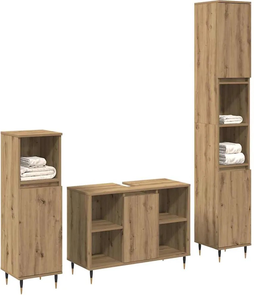 Sada koupelnového nábytku 3 ks Artisanový dub 30 x 30 x 180 cm 3378514