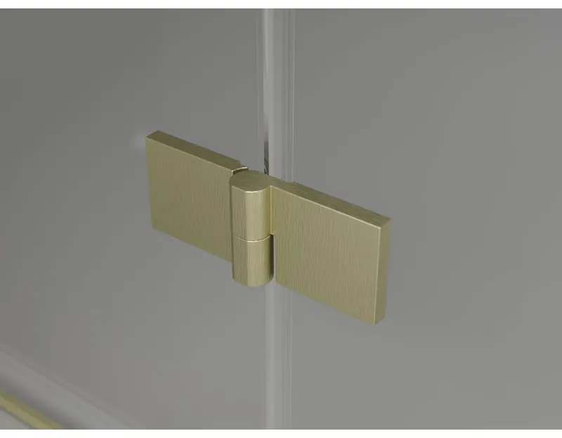 Mexen Lunar, L pětiúhelníkový sprchový kout s pravým sklonem 90 x 90 cm, 8mm čiré sklo, zlatý matný profil, 831L-090P-090L-55-00-P