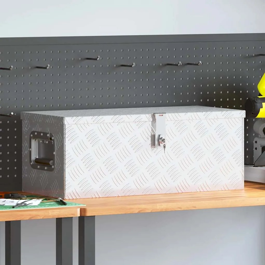 Úložný box stříbrný 70 x 31 x 27 cm hliník 152250