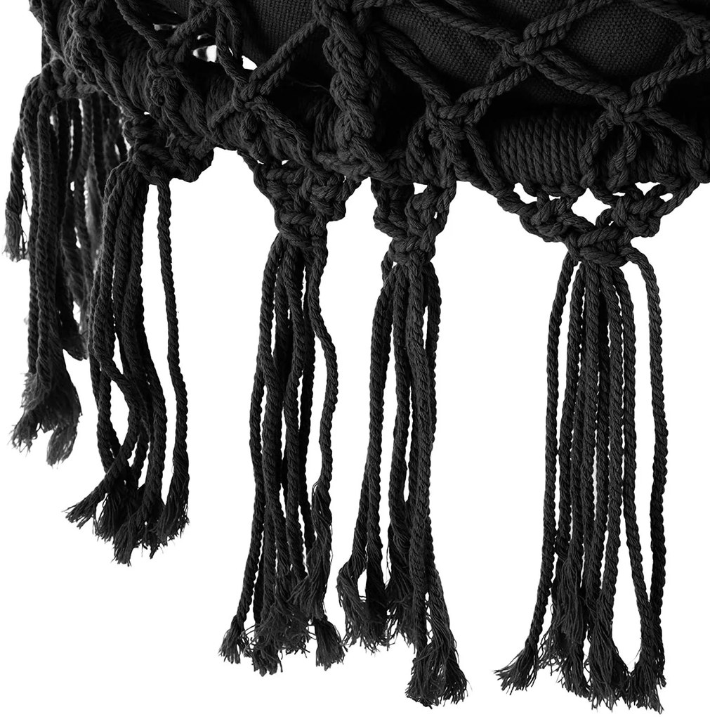 Bluegarden Rea, Závěsné boho křeslo s polštářem černé 490129A, OGR-03542