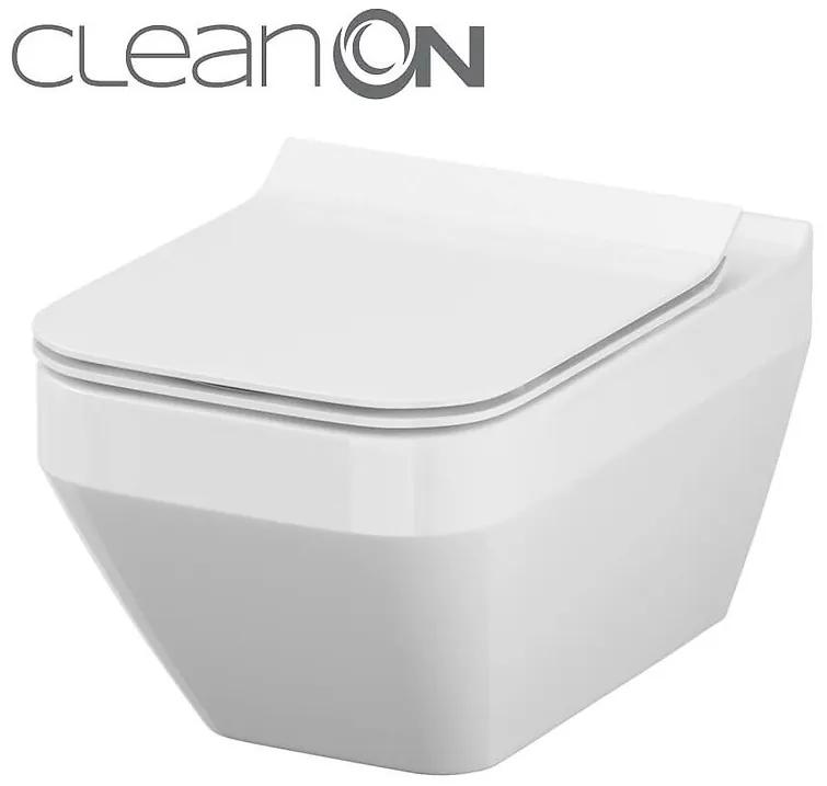 Cersanit Crea WC mísa závěsná hranatá se sedátkem CleanOn, bílá, S701-213