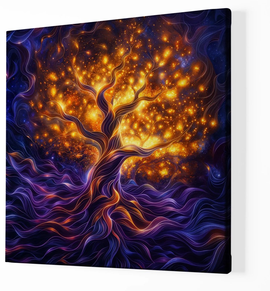 Obraz na plátně - Strom života Kosmický otisk FeelHappy.cz Velikost obrazu: 100 x 100 cm