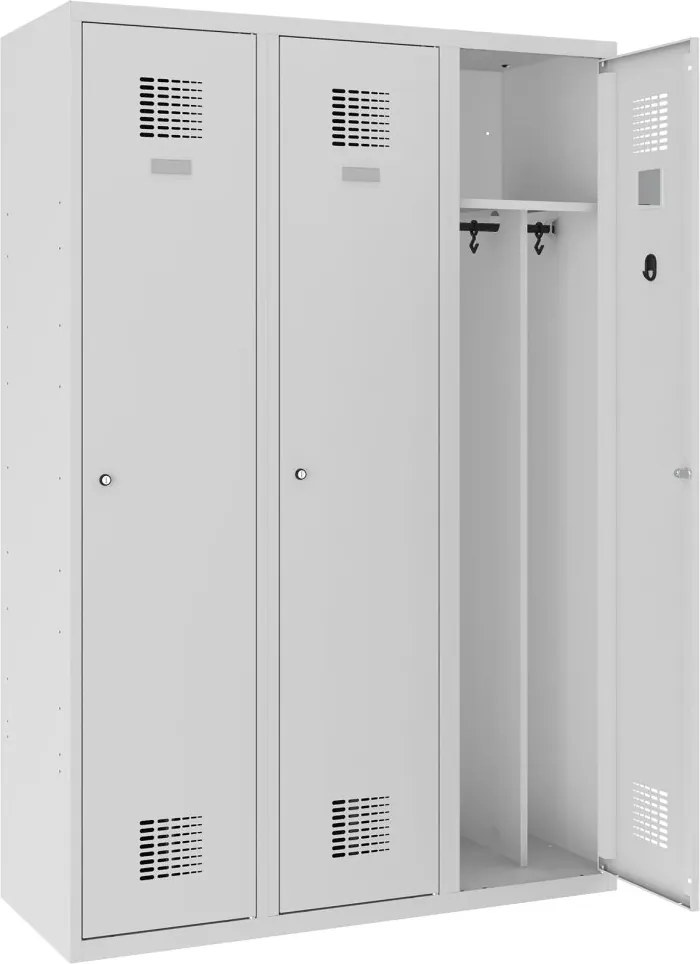 MALOW Šatní skříň kovová Sum 430 W šířka 1200 mm [bílá šedá, béžová, cylindrický zámek]