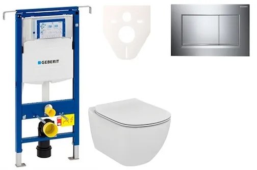 Cenově zvýhodněný závěsný WC set Geberit do lehkých stěn / předstěnová montáž+ WC Ideal Standard Tesi 111.355.00.5NE6