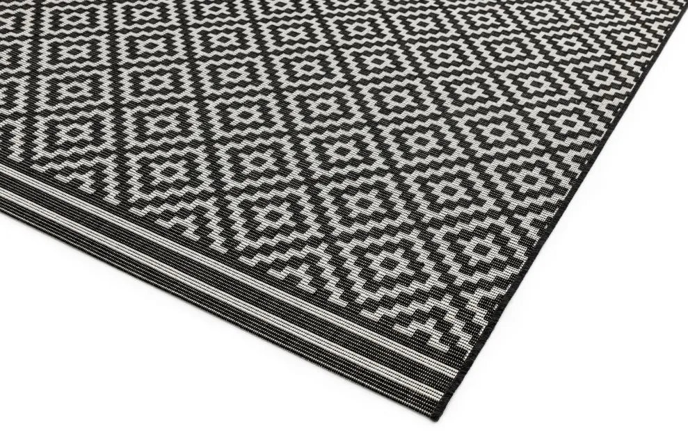 Černý koberec Granton Diamond Mono Rozměry: 80x150 cm