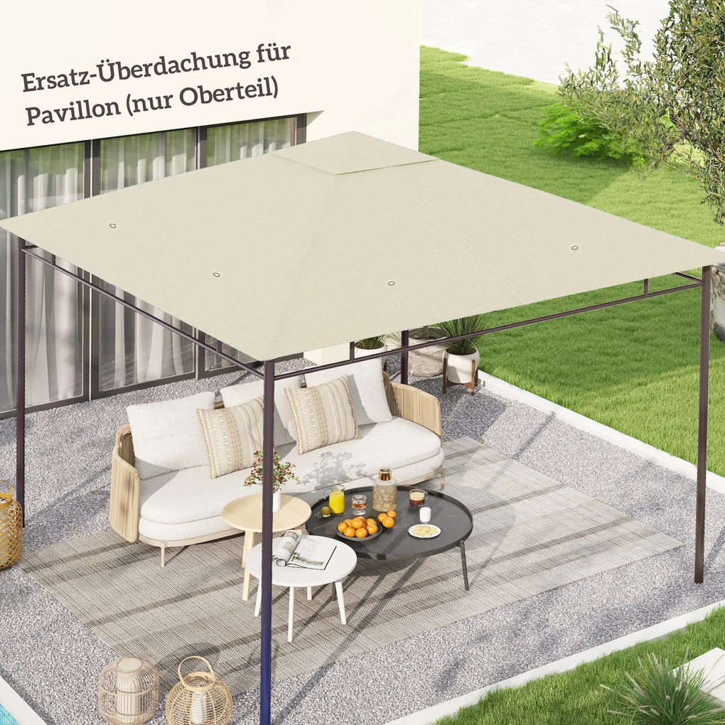 Outsunny Náhradní Střecha pro Altán Pergolu Zahradní Plátno Vysoká Hustota 180g/m² Anti-UV 3 x 3m Krém