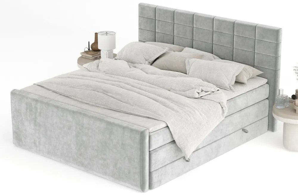 Světle šedá boxspring postel s úložným prostorem 180x200 cm Ava – Maison de Rêve