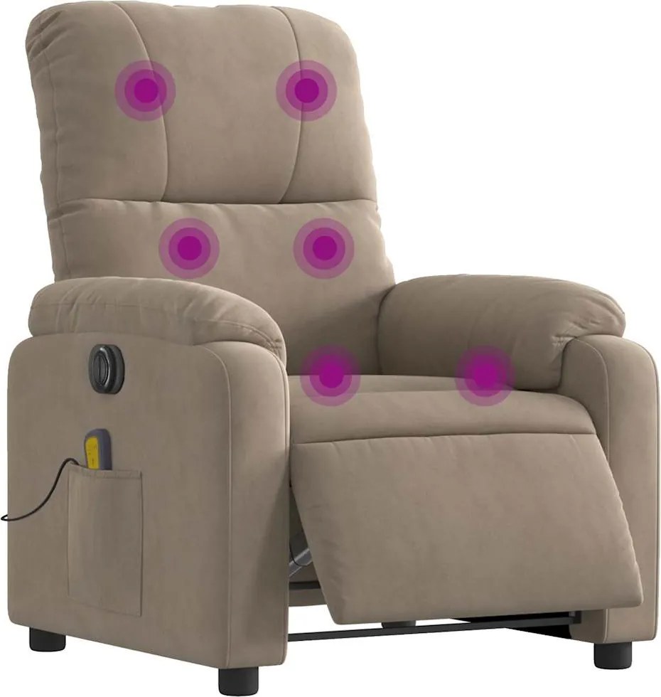 Elektrické masážní polohovací křeslo taupe látka z mikrovlákna 3204922