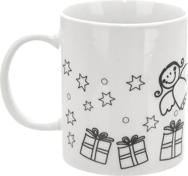Porcelánový hrnek STROMEK s barvami a štětcem, 380 ml