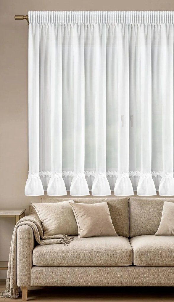 VÁNOČNÍ ZÁCLONA NA PÁSCE FLAKE 350X160 CM BÍLÁ