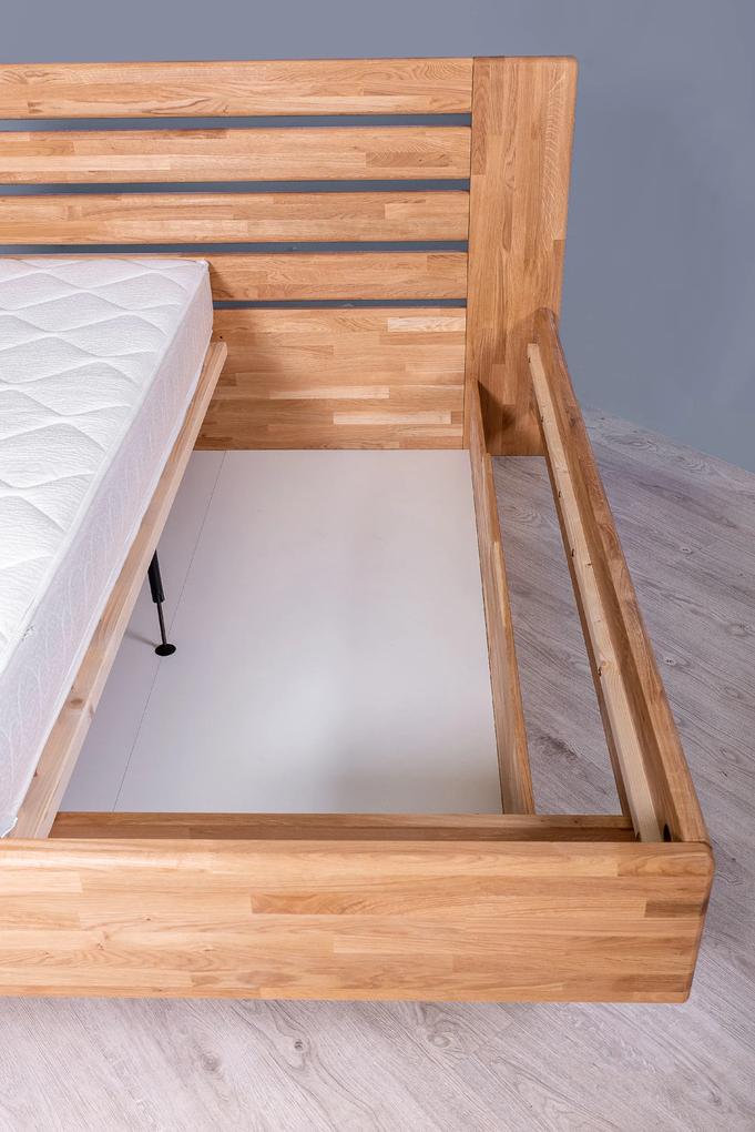 Masivní postel MERKUR - Solwo Design Dřevo a odstín oleje: BUK Cink - Olej odstín BO103, Rozměr spací plochy: 140x200