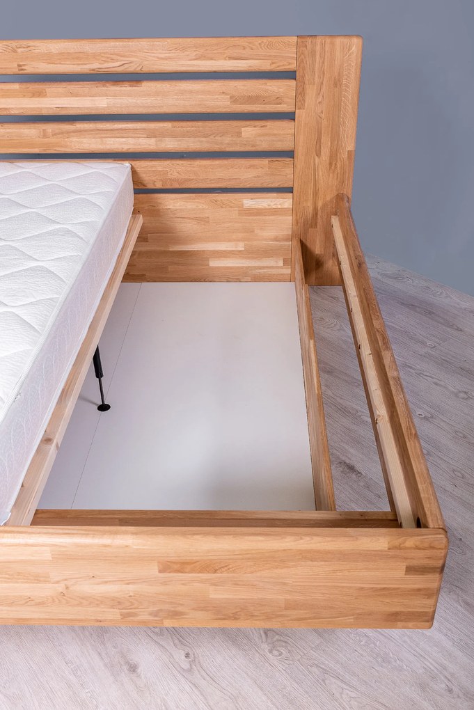 Masivní postel MERKUR - Solwo Design Dřevo a odstín oleje: BUK Cink - Olej odstín BO103, Rozměr spací plochy: 200x200