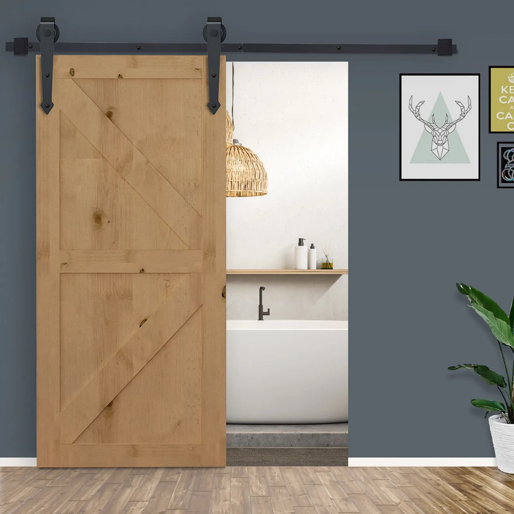 HOMCOM Sada posuvných dveří, rustikální design, uhlíková ocel, nosnost až 100 kg na panel