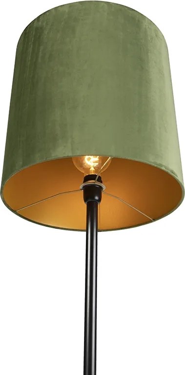 Stojací lampa botanická černá se zeleným stínítkem 40 cm - Simplo