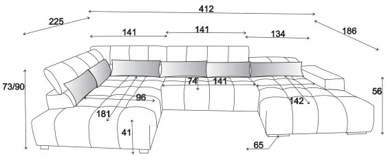 Rohová sedací souprava s opěrkami hlavy do U TROPEA hnědá