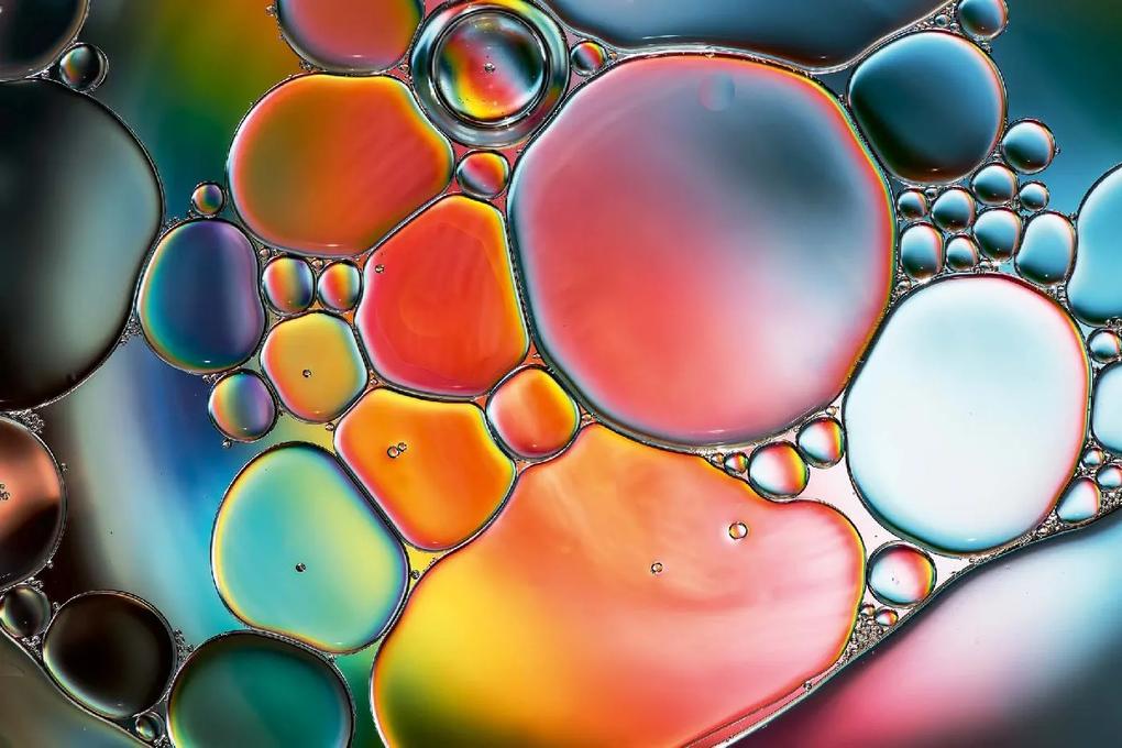 DIMEX | Samolepicí vliesová fototapeta na zeď Abstraktní bubliny MA-5-2541 | 375 x 250 cm | zelená, modrá, červená, růžová