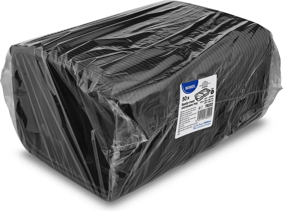 Wimex 78222 - plastová menu mísa `L`, 1100 ml, 250 × 185 mm, 2dílná, černá - 50 ks