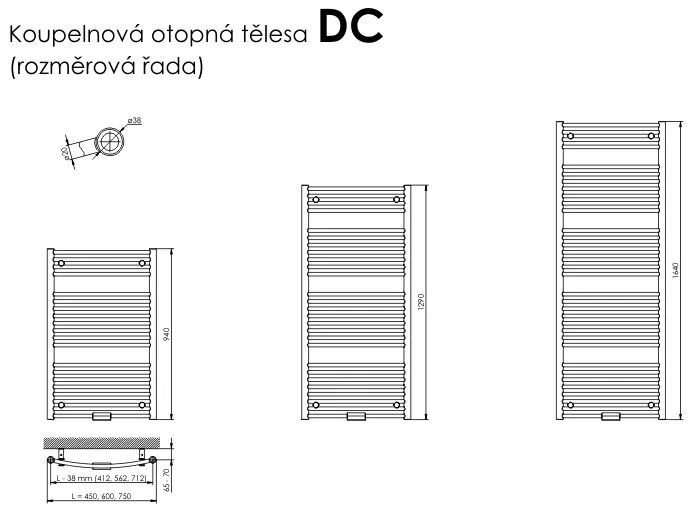 ELVL Bitherm elektrický radiátor DC.ERK 600 x 1290 mm Chrom ELVL0530