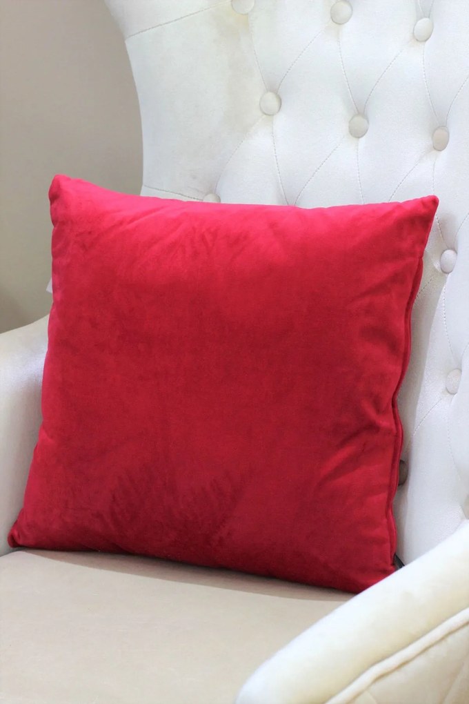 Červený sametový dekorační polštář 40cm