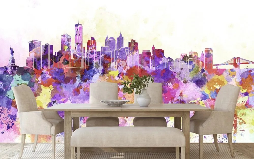 Samolepící tapeta New York v akvarelovém provedení - 300x200 cm