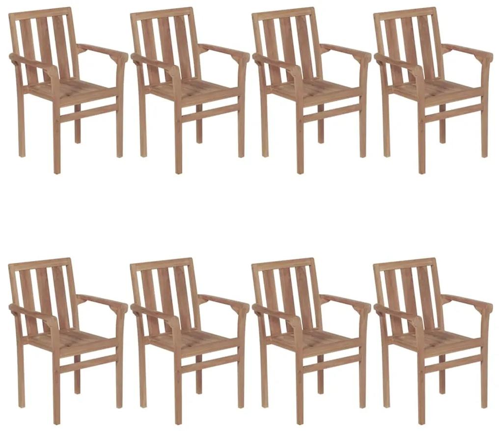 Stohovatelné zahradní židle s poduškami 8 ks masivní teak,  3073449