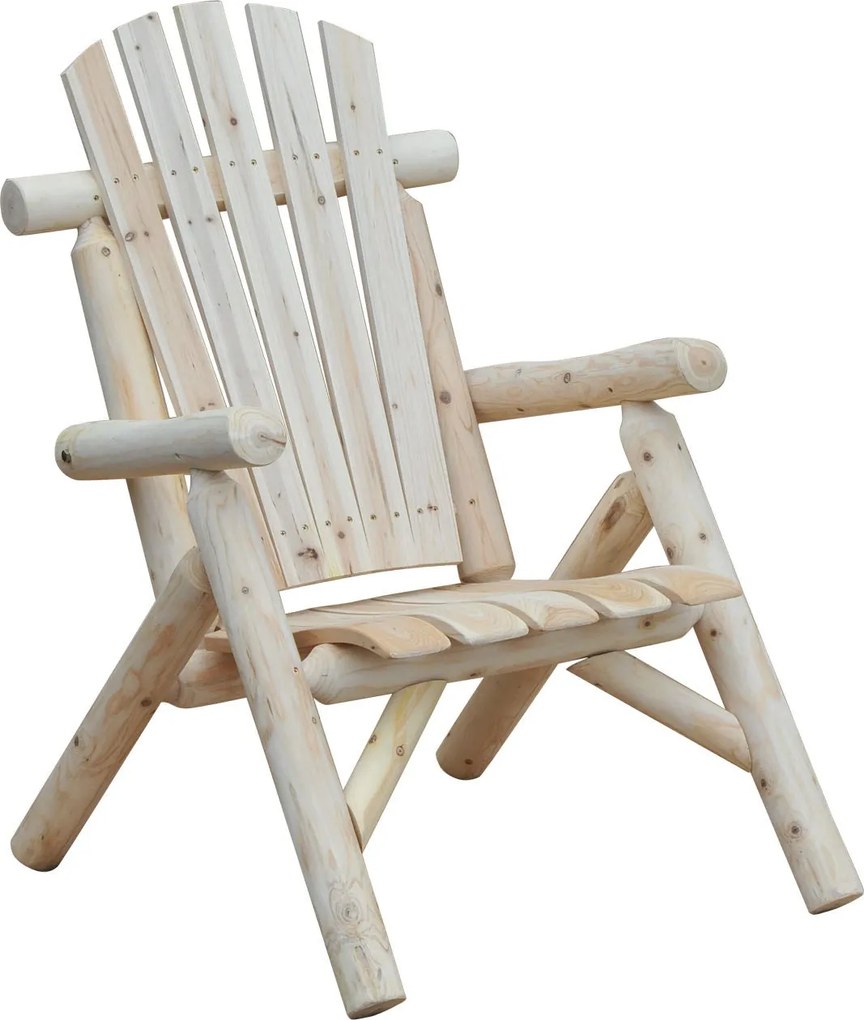 Outsunny Zahradní Křeslo Adirondack Odolné proti Počasí s Vysokým Opěradlem a Opěrkami Rukou pro Zahradu, Terasu a Balkon 83cm x 68cm x 101cm Přírodní