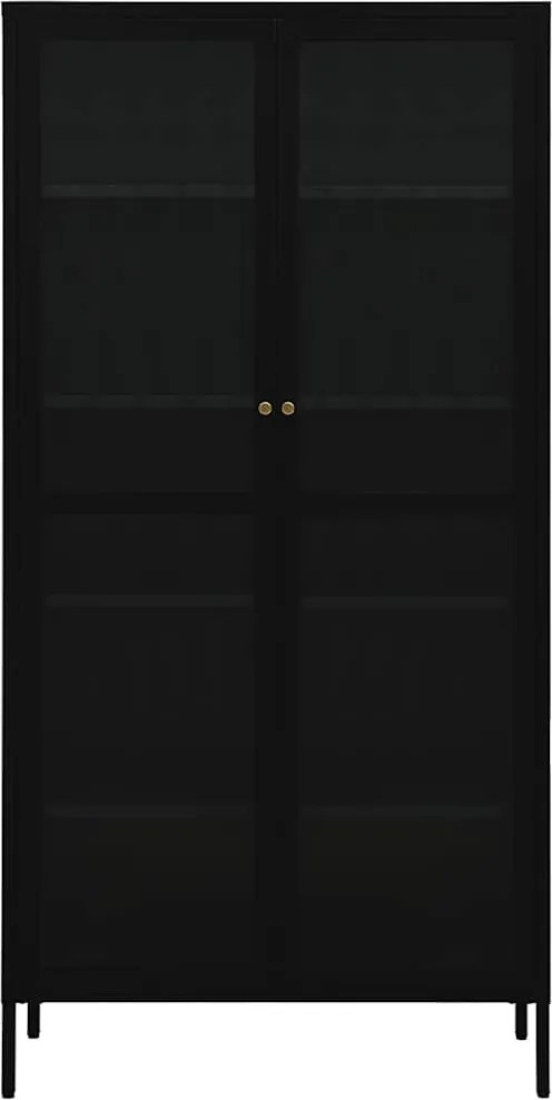 Vitrína černá 90 x 40 x 180 cm ocel a tvrzené sklo 336079
