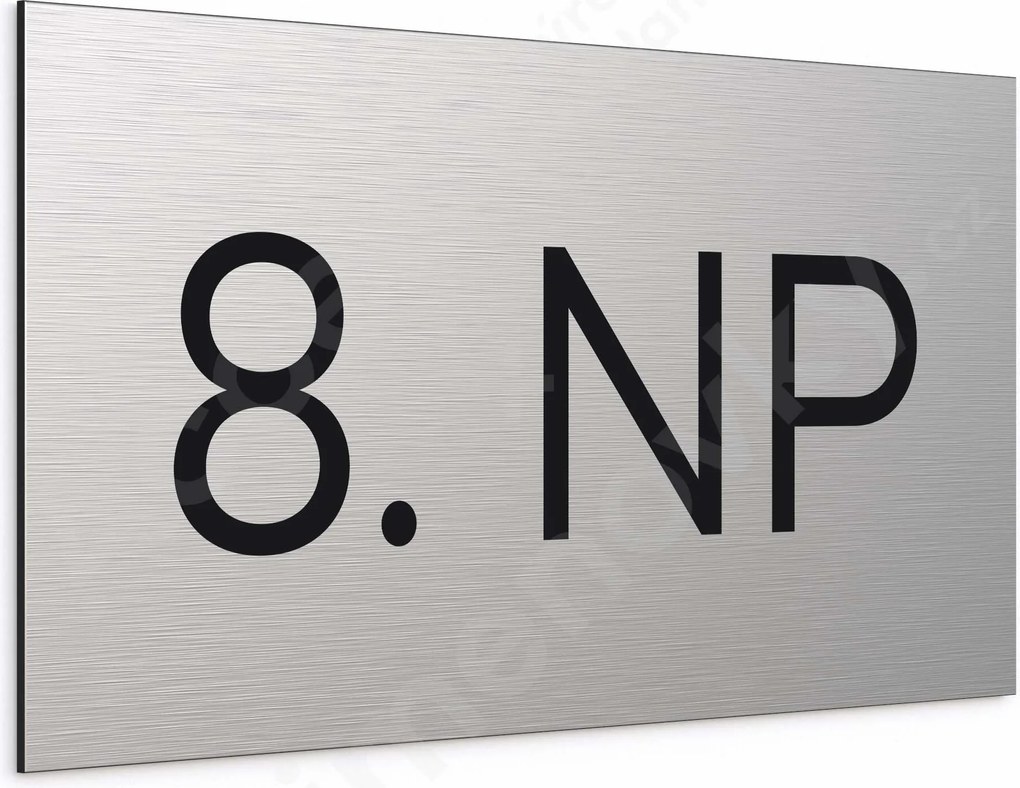 ACCEPT Označení podlaží "8. NP" - stříbrná tabulka - černý popis