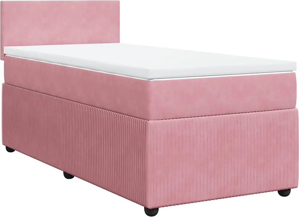 Box spring postel s matrací růžová 90x200 cm samet 3289937
