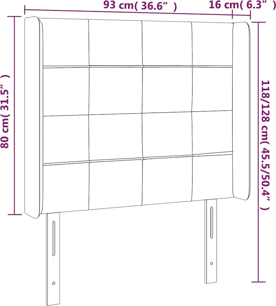 Čelo postele s LED taupe 93 x 16 x 118/128 cm textil 3124034