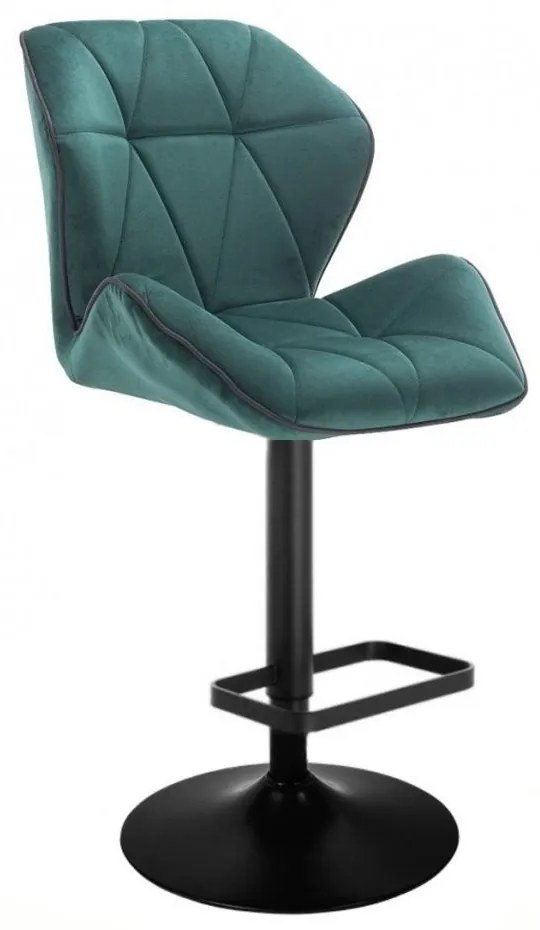 LuxuryForm DESIGN Barová židle MILANO MAX VELUR na černé kulaté podstavě - zelená