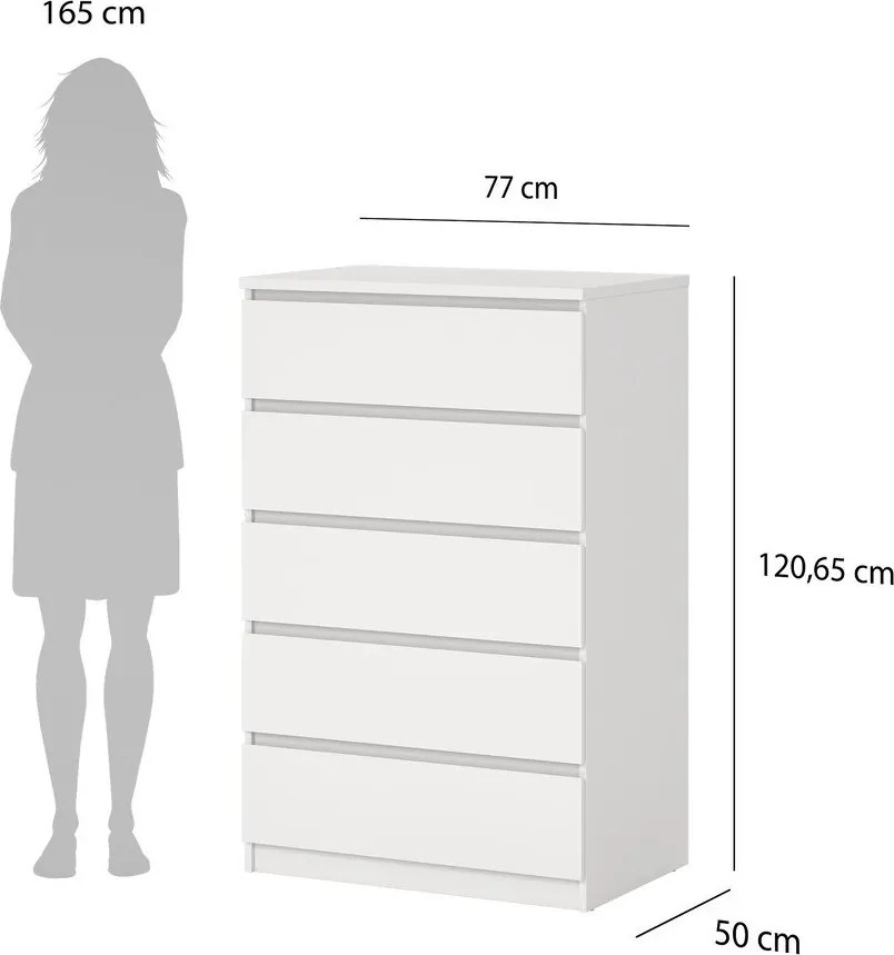Bílá komoda 77x121x50 cm Naia – Tvilum