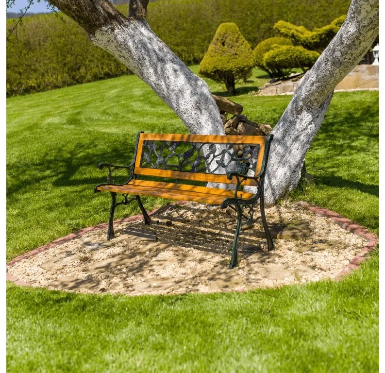 Zahradní lavička, černá/přírodní, FAIZA