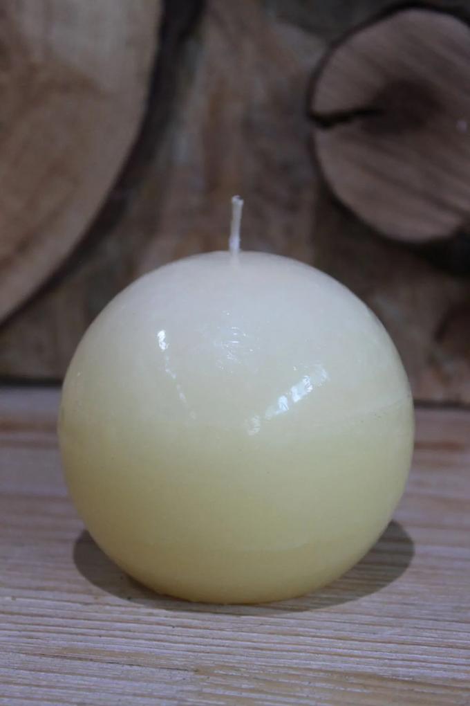 Žluto krémová voňavá svíčka ve tvaru koule 9cm