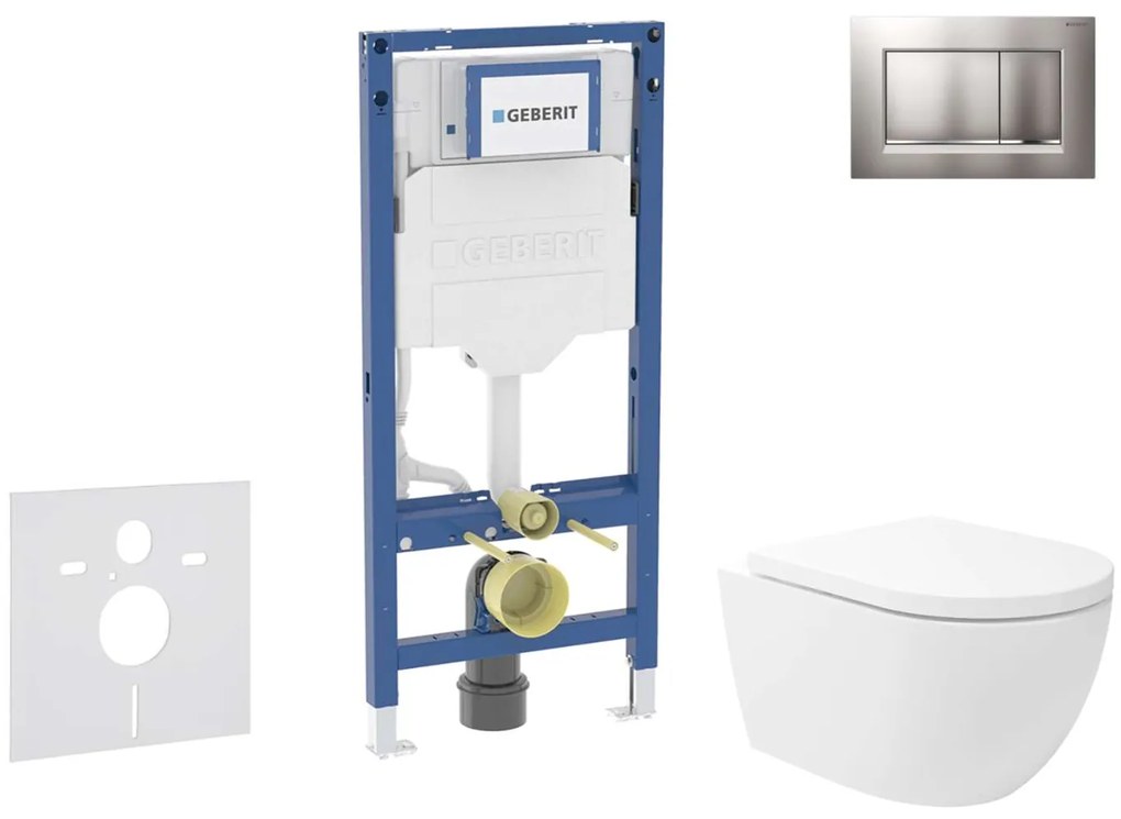 Geberit Duofix - Set předstěnové instalace, klozetu Oudee Vortex a sedátka softclose, tlačítko Sigma20, lakovaný chrom mat/chrom SANI11CA1148B
