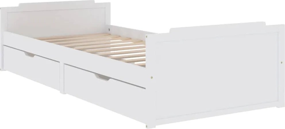 Rám postele se zásuvkami bílý masivní borové dřevo 90 x 200 cm 322160