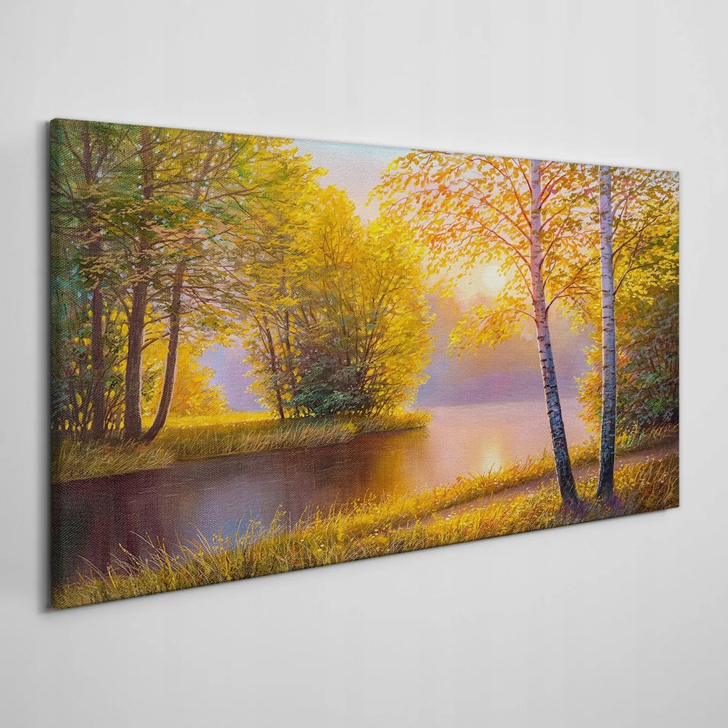 Obraz tištěný na plátno Canvas Květiny Řeka Příroda 140x70 cm
