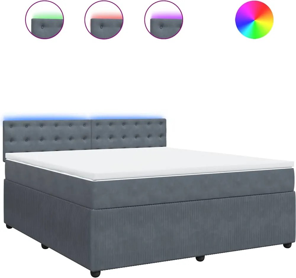 Box spring postel s matrací tmavě šedá 180x200 cm samet 3290119