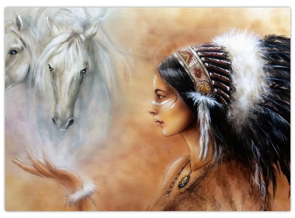 Skleněný obraz - Kouzla indiánů (70x50 cm)