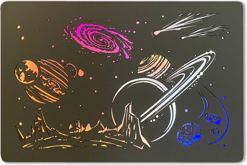 Li-Go "Vesmír" světelný obraz RGB s baterií 90x60cm provedení povrchu: dub