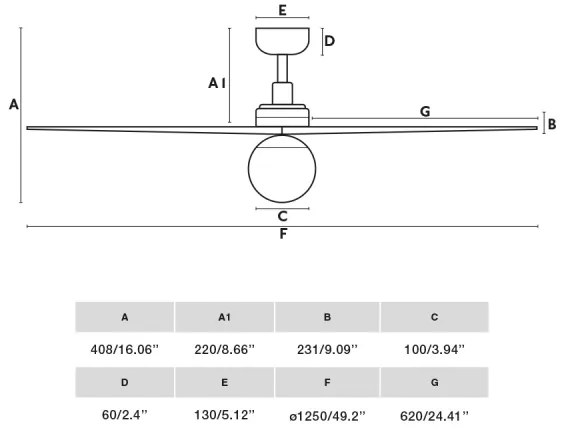 FARO 34283WT-11L+Str. vent. KLIMM 1xE27/15W/230V borovice/černá pr. 125 cm WT+DO