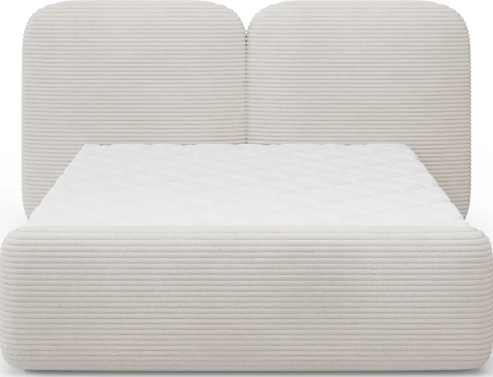 Postel Ollival 160x200 s kovovým roštem a úložným prostorem, bílý velur
