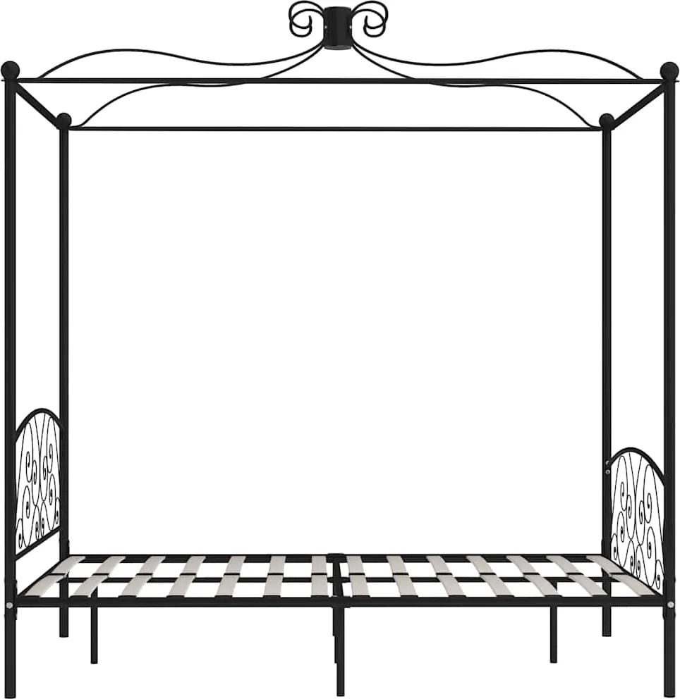 Rám postele s nebesy černý kovový 140 x 200 cm 284477