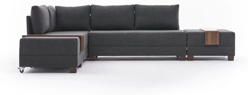 Designová rohová sedačka Ramesha 280 cm antracitová - levá
