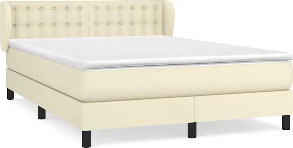 Box spring postel s matrací krémová 140x200 cm umělá kůže 3127315
