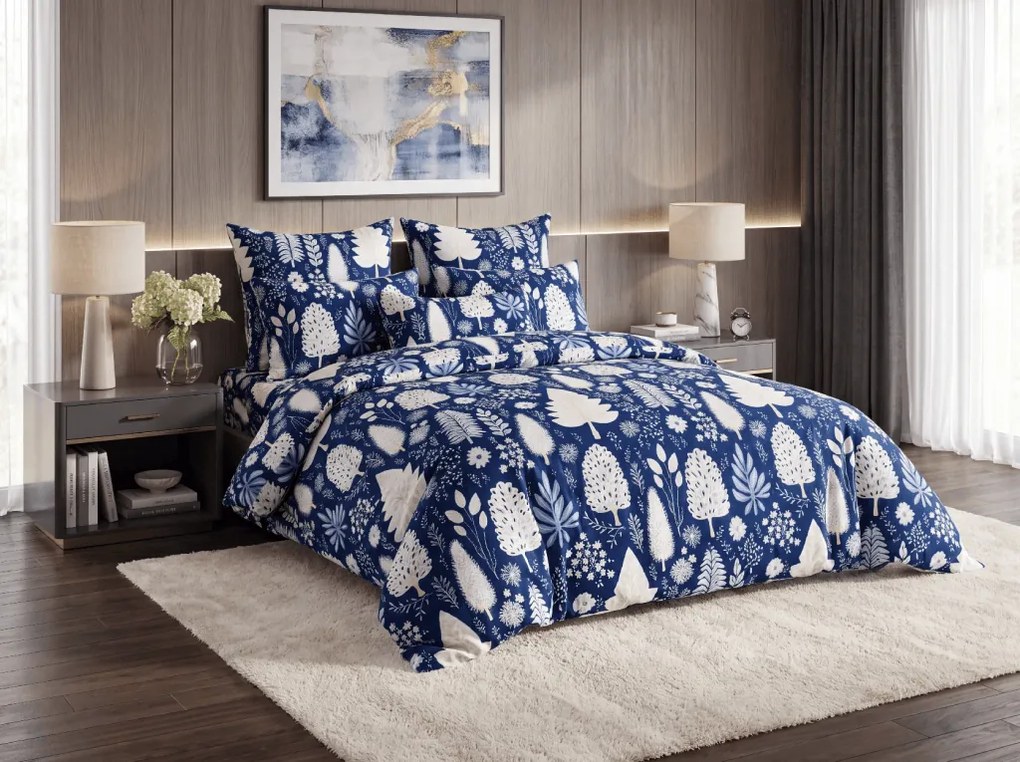Povlečení z mikrovlákna INDIGO BLOOM modré Rozměr povlečení: 2 ks 70 x 90 cm | 200 x 220 cm