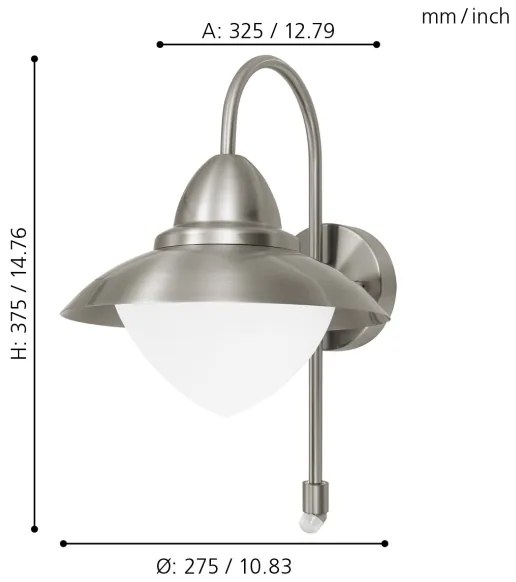 EGLO 87105 - Venkovní senzorové nástěnné svítidlo SIDNEY 1xE27/60W IP44