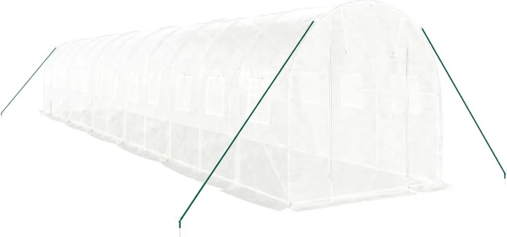 Skleník s ocelovým rámem bílý 24 m² 12 x 2 x 2 m 3188032